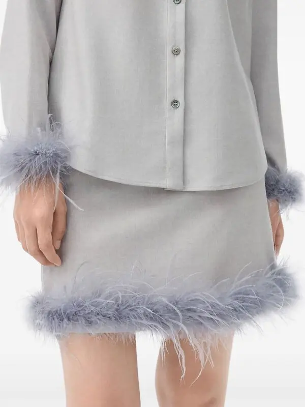Shanghai Tang Feather-trim Mini Skirt - Grey