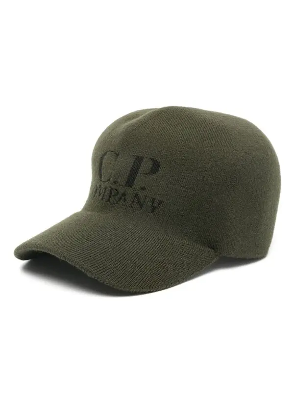C.P. COMPANY Logo Intarsia Knit Cap - Green