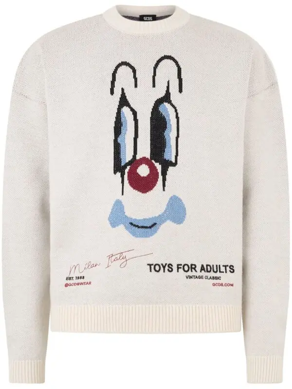 Gcds Clown Embroidery Sweater - White