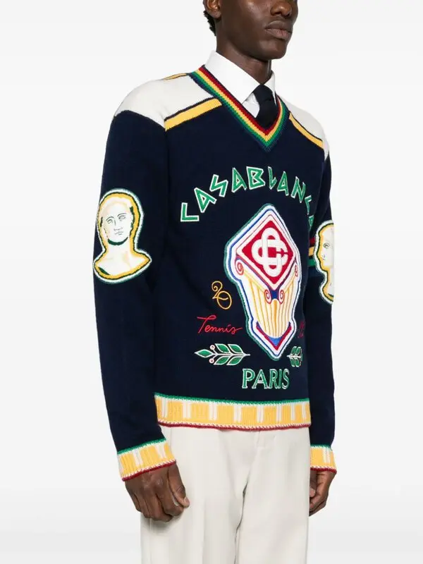 Casablanca Fraternity Merino Wool Sweater - Blue