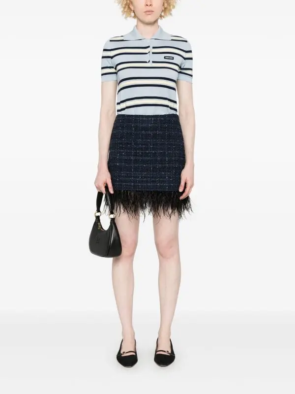 TWINSET Feather-trim Tweed Mini Skirt