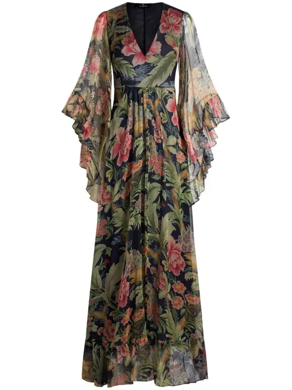 Etro Floral-print Maxi Dress - Green