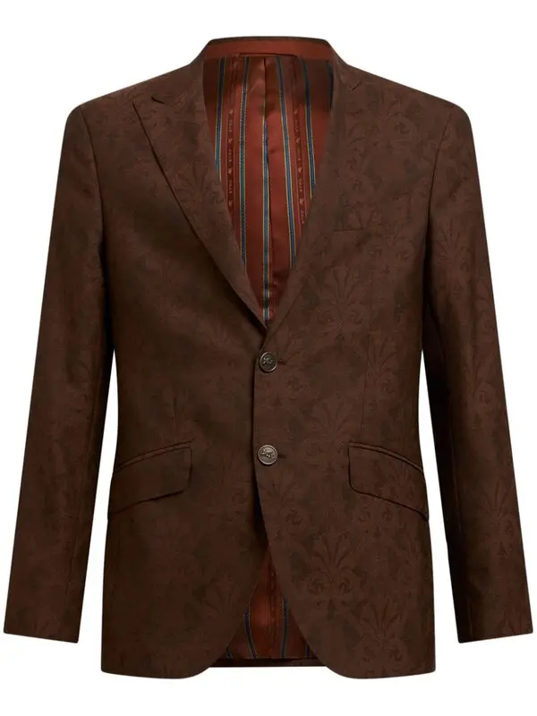 Etro Patterned-jacquard Blazer - Brown