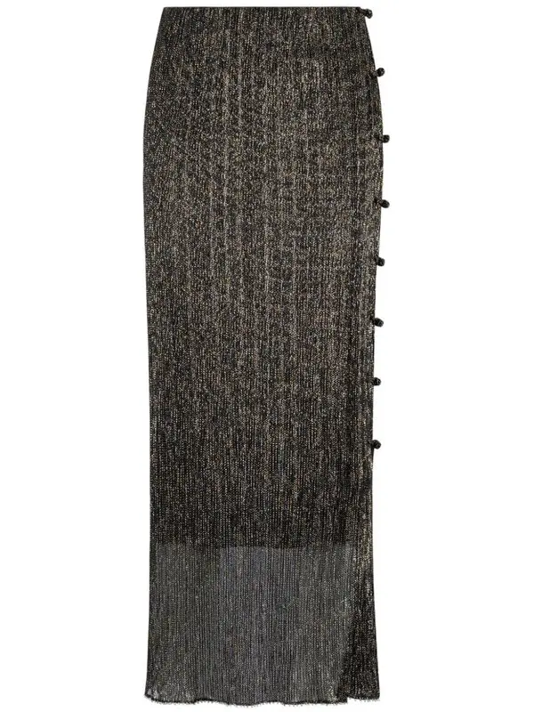 Shanghai Tang Metallic Side-slit Midi Skirt