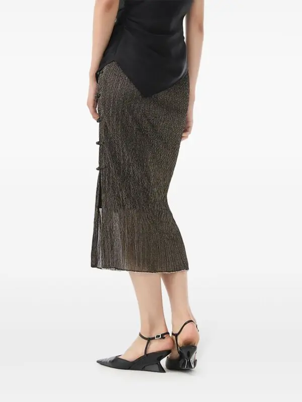 Shanghai Tang Metallic Side-slit Midi Skirt