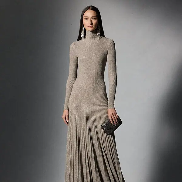 grey long sleeve turtleneck dress The Turtleneck Sweater Dress in Cashmere main image 1