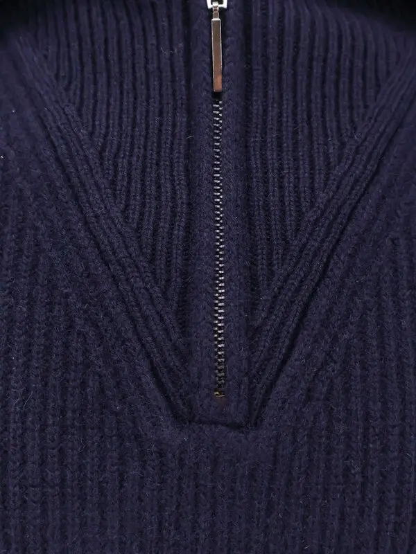 Alpha Studio Cashmere Half Zip Sweater - Blue