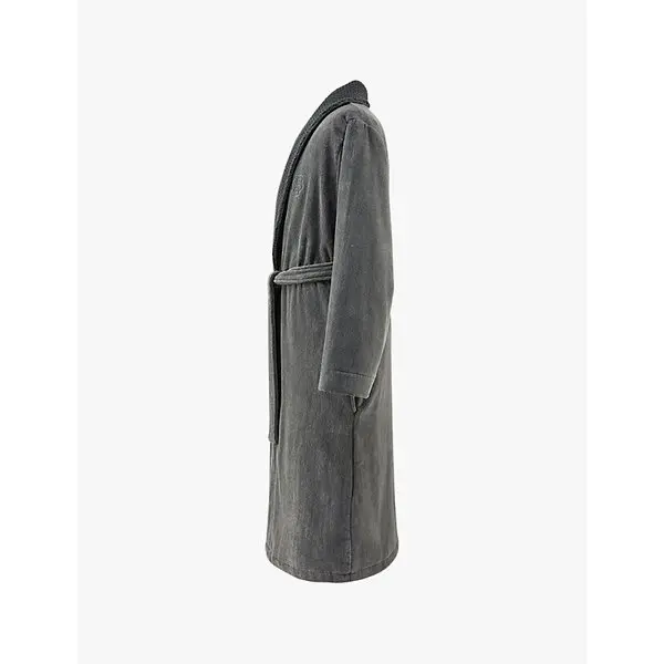 BOSS Double B Shawl-lapel Cotton Bathrobe - Charcoal
