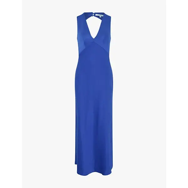 OMNES Tie-back Satin Maxi Dress - Blue Cobalt