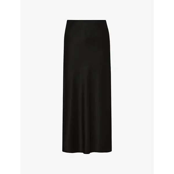 MALINA Aubree High-rise Satin Midi Skirt - Black
