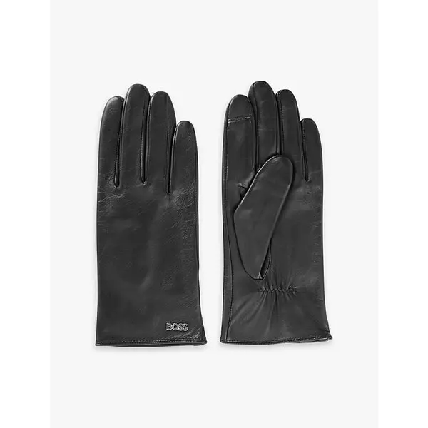 BOSS Logo-plaque Leather Gloves