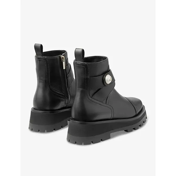 JIMMY CHOO Meena Button-embellished Leather Ankle Boots - Black