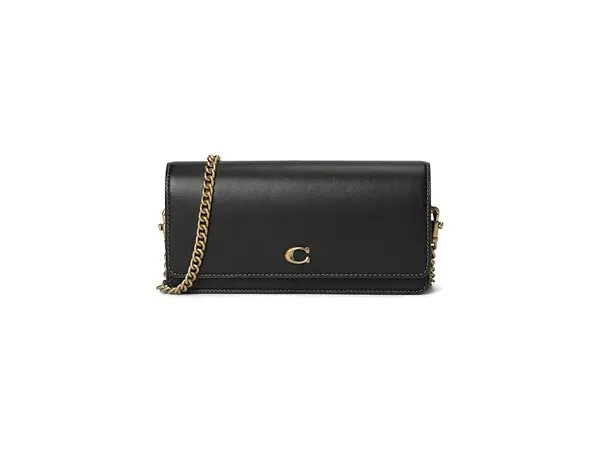 COACH Evie Long Wallet With Chain Wallet Handbags - Black