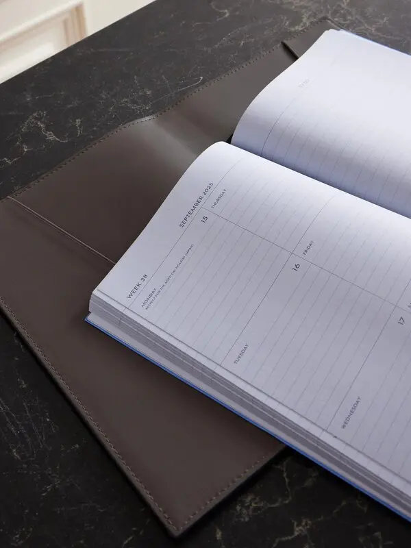 Smythson Evergreen Ludlow Refillable Textured-leather Notebook - Brown