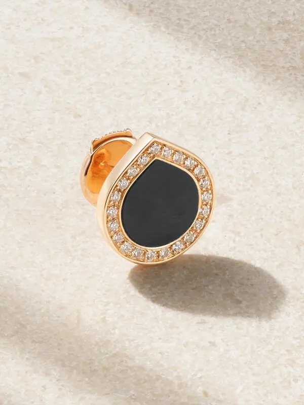 REPOSSI Antifer 18-karat Rose Gold, Onyx And Diamond Single Earring - Black