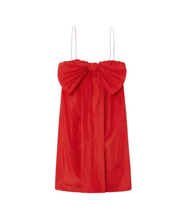 Bernadette Estee Bow-embellished Taffeta Mini Dress - Red