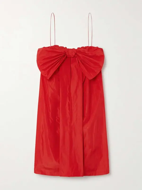Bernadette Estee Bow-embellished Taffeta Mini Dress - Red
