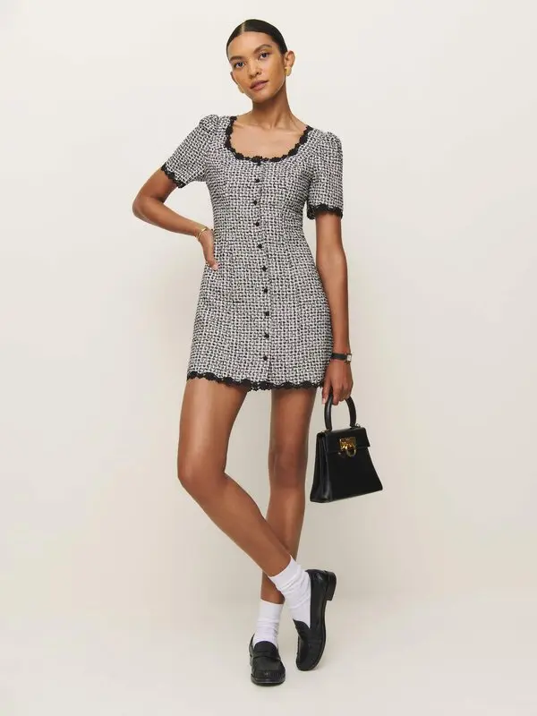 reformation square neckline mini dress White reformation linen mini dress with square