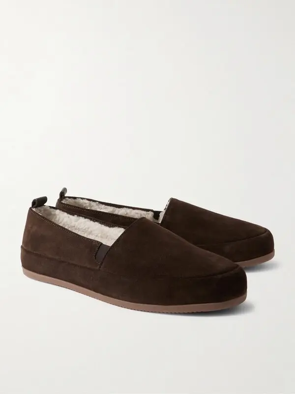 Mulo 10 Shearling-Lined Suede-Trimmed Wool Loafers Mulo Shearling-Lined Suede Loafers - Black | Editorialist main image 2