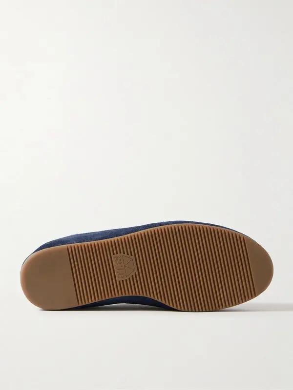 Mulo Suede-trimmed Shearling-lined Wool Slippers - Blue