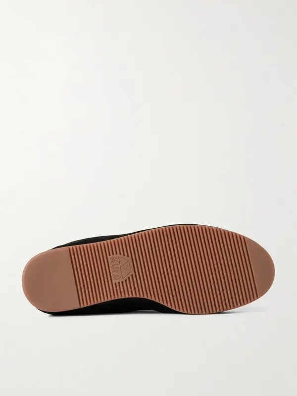 Mulo Shearling-lined Suede Slippers - Black