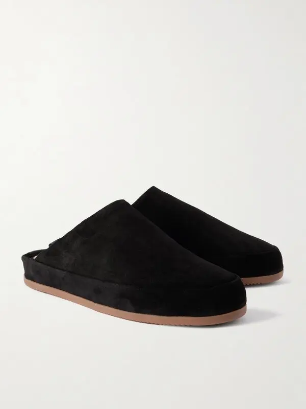 Mulo Shearling-lined Suede Slippers - Black