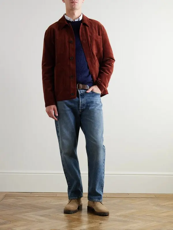 DRAKE'S Brushed Shetland Wool Sweater - Blue