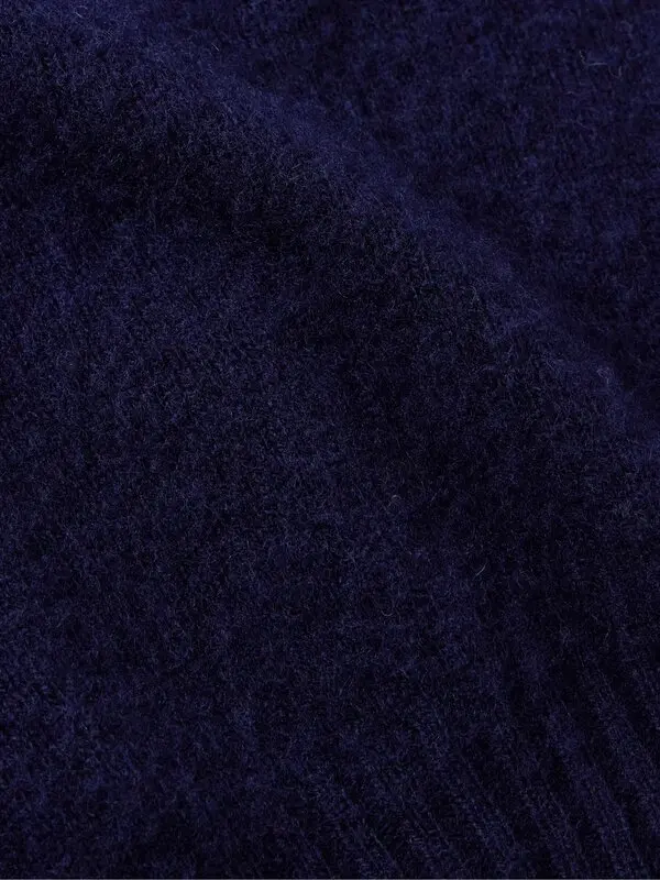DRAKE'S Brushed Shetland Wool Sweater - Blue