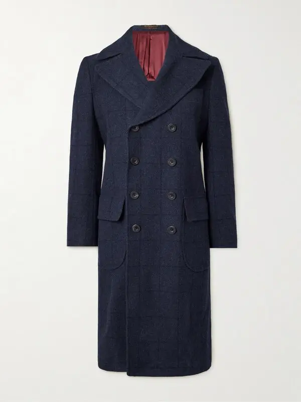 Rubinacci Ulster Double-breasted Checked Wool Coat