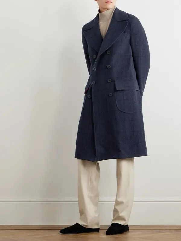 Rubinacci Ulster Double-breasted Checked Wool Coat