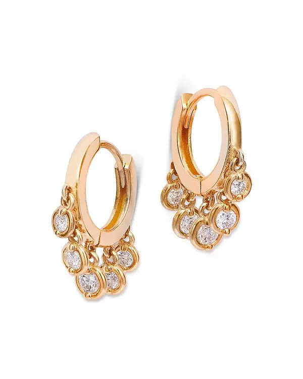 MOON & MEADOW 14k Yellow Lab Grown Diamond Huggie Hoop Earrings - Gold
