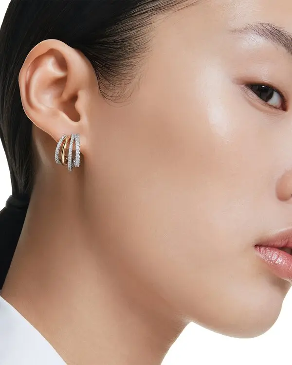 SWAROVSKI Hyperbola Crystal Split Hoop Earrings - Silver/gold