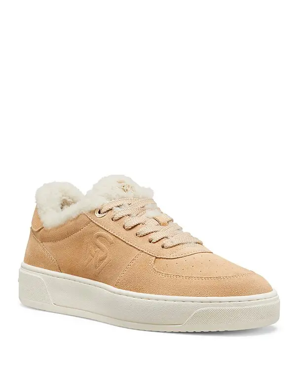 STUART WEITZMAN Courtside Shearling Sneakers - Adobe/butter