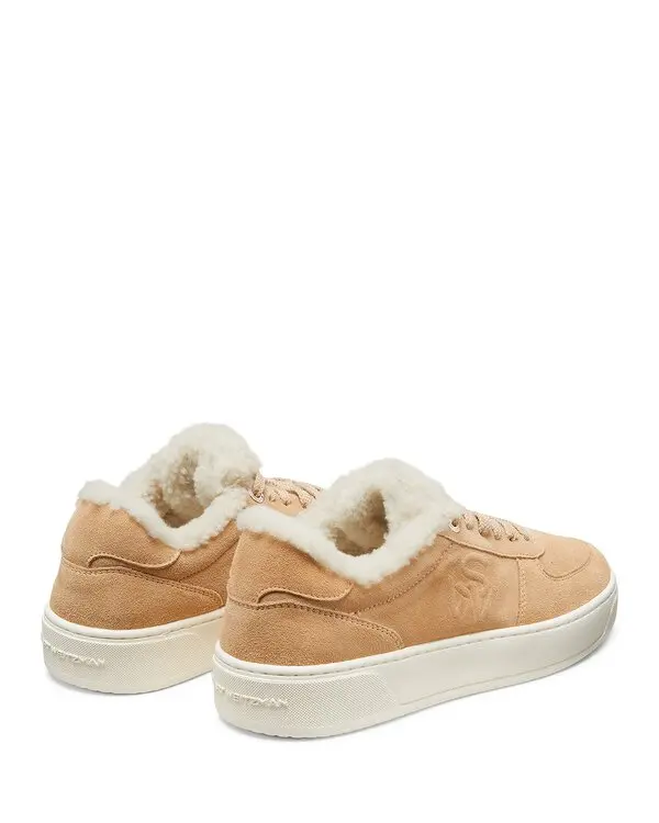 STUART WEITZMAN Courtside Shearling Sneakers - Adobe/butter