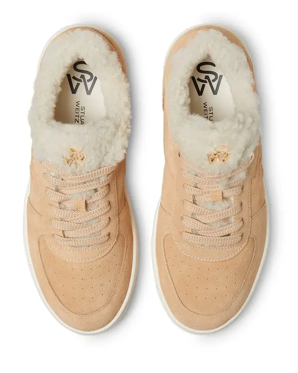 STUART WEITZMAN Courtside Shearling Sneakers - Adobe/butter