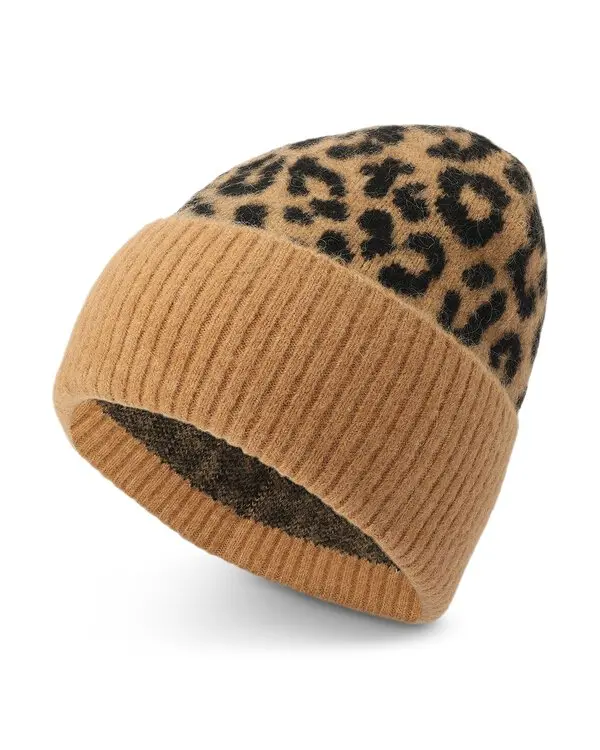 Kate Spade Animal Print Beanie in  Black and Tan Kate Spade Classic Leopard Print Beanie Hat & Scarf Set  main image 4