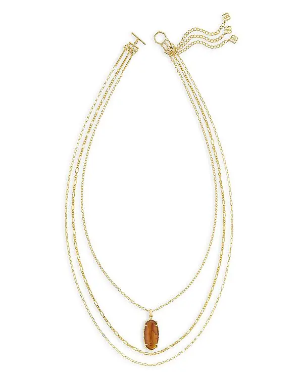 Kendra Scott Elle Gemstone Pendant Layered Necklace - Gold/orange