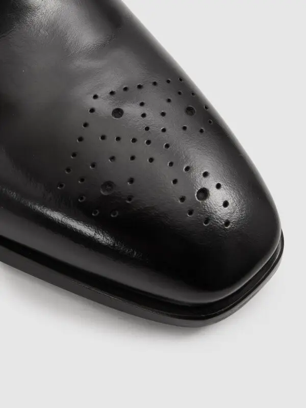 REISS Mead Leather Brogue Lace-up Shoes - Black