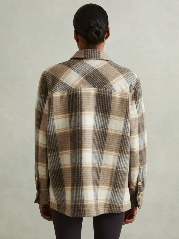 REISS Phoebe Wool-blend Checked Shacket