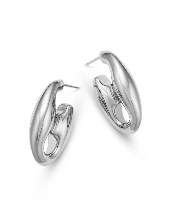 Aqua Mariner Link J Hoop Earrings - Silver