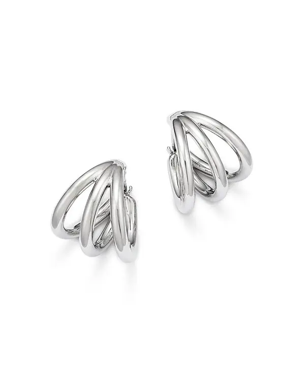 Aqua Bloomingdale's Fine Collection Triple Tube Huggie Hoop Earrings - Silver