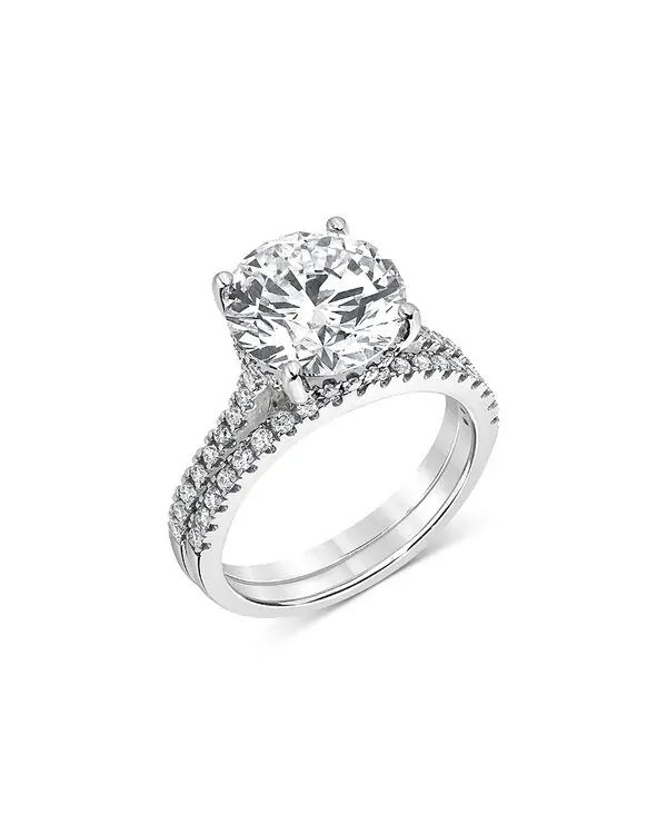 Bloomingdale'S 18k Gold Lab Grown Diamond Bridal Set 4.50 Tcw - White