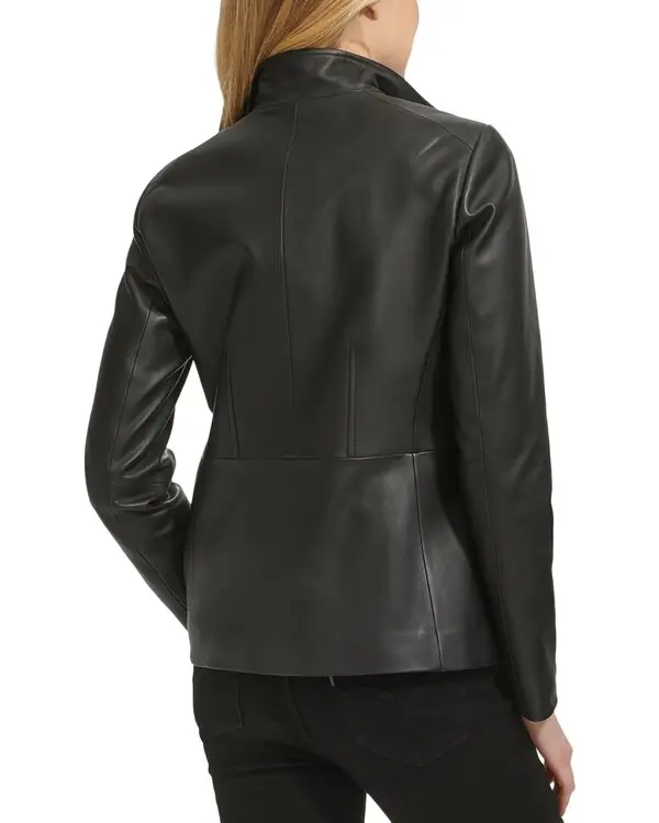 Cole Haan Leather Zip-up Jacket - Black