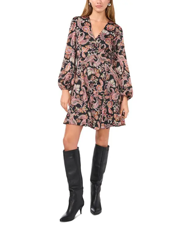 women's velvet dress long sleeve Elegant Double V Neck Velvet Formal Party Dress with Sleeves main image 0
