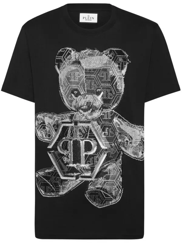 Philipp Plein Teddy Bear-appliqué Cotton Shirt - Black