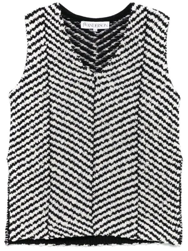 JW Anderson Chevron-knit Top - Black