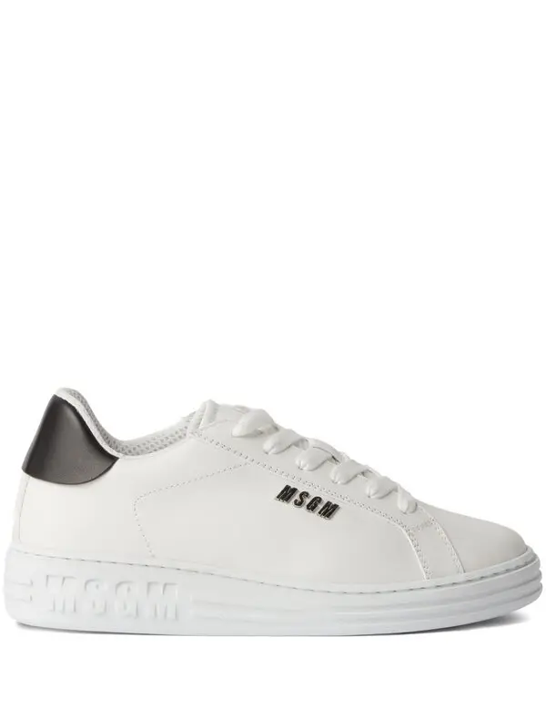 MSGM Logo-embossed Leather Sneakers
