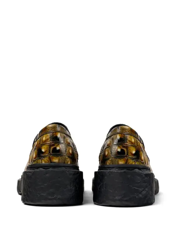 Camper Vamonos Croc-effect Leather Loafers - Brown