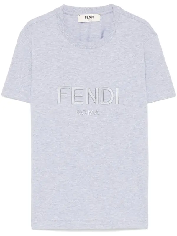 Fendi Logo-embroidered T-shirt - Grey