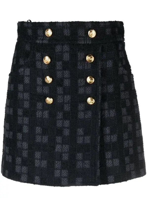 Gucci Double-breasted Tweed Miniskirt